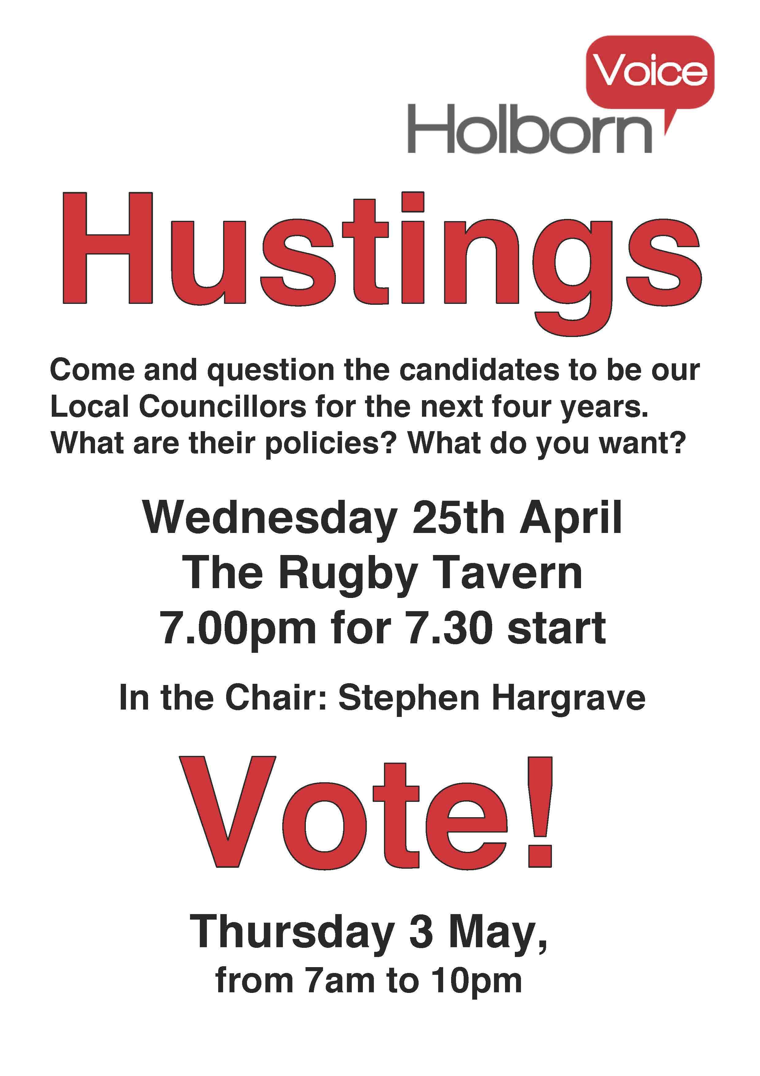 Local Election Hustings - Holborn Voice